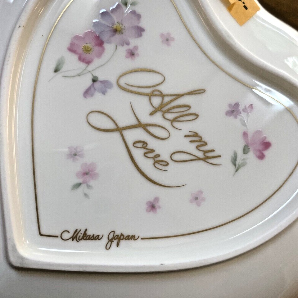 Mikasa Japan Bone China Heart Shaped Trinket Dish "All My Love ...