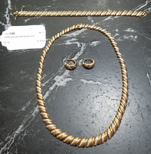 Sterling silver 925 gold vermeil necklace bracelet earrings set | eBay