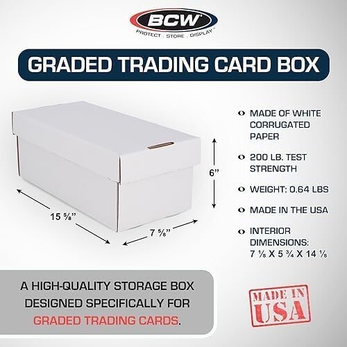 5 BCW Graded Card Shoe Storage Box 2 Row Cardboard Lid PSA Beckett ...