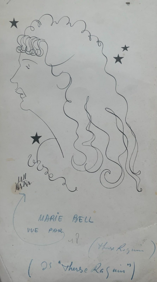Jean Malavergne Said JAN MARA (1912-1992) Portrait Caricature Actress ...