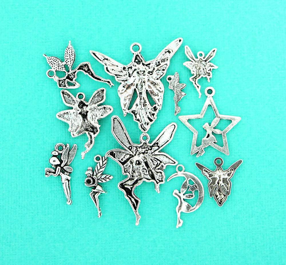 Fairy Charm Collection Antique Silver Tone 11 Different Charms - COL107 ...