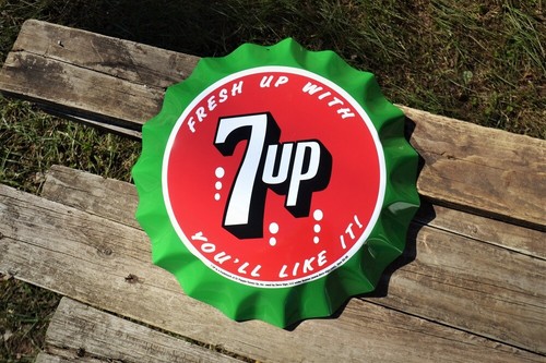 Fresh Up with 7-up Bottle Cap Tin Metal Sign - '60's Retro - You'll ...
