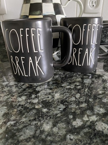 Rae Dunn Black Coffee Break Mugs Set of Two! | eBay