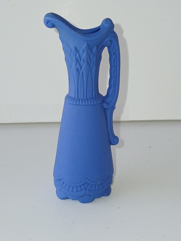 JASPERWARE MINI PITCHER VTG BLUE WHITE RELIEF OF CHERUB GERMANY | eBay