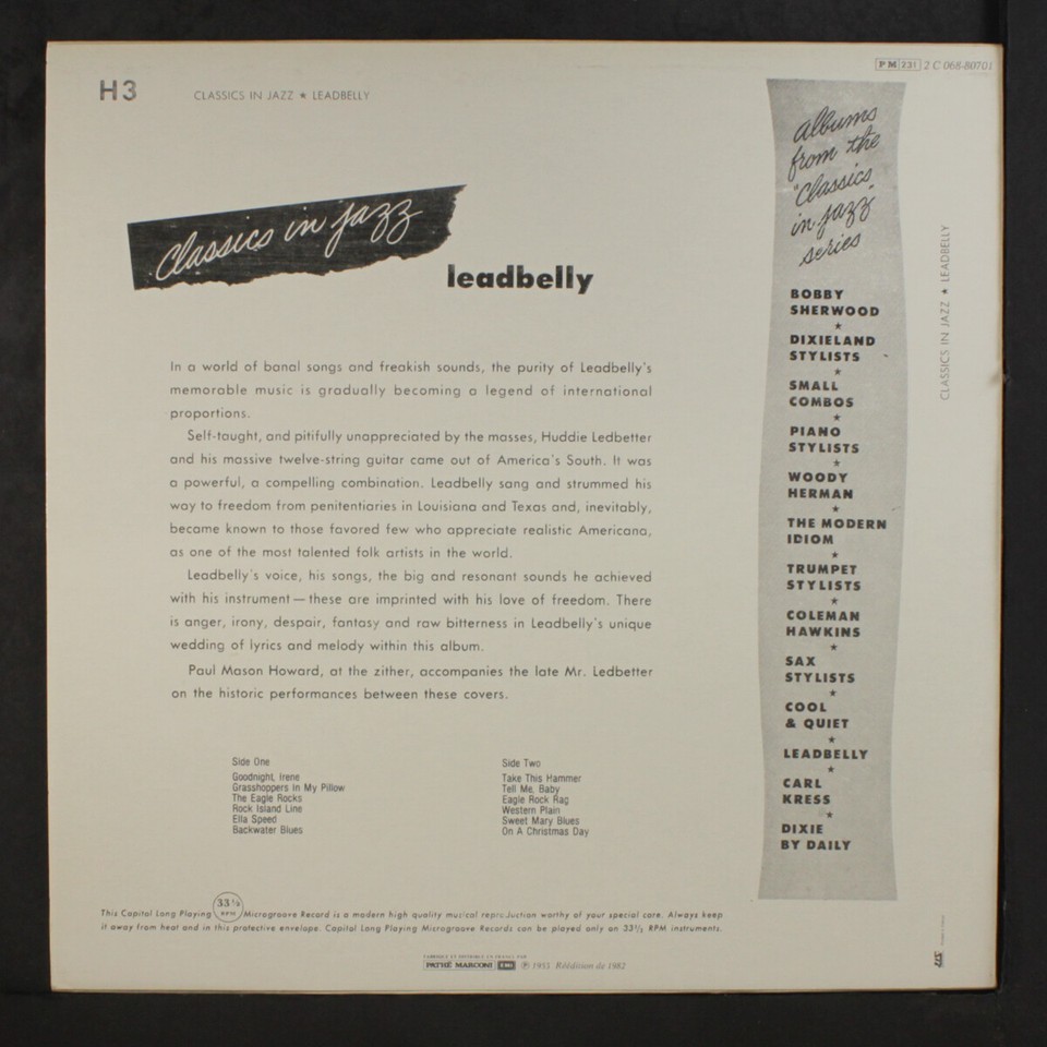 LEADBELLY: classics in jazz CAPITOL 12" LP 33 RPM | eBay