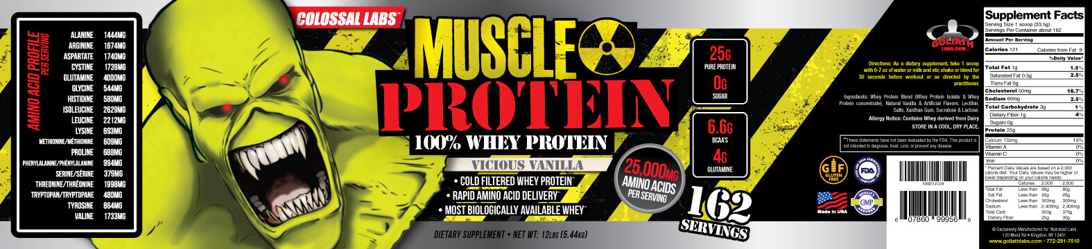 Colossal labs Whey Muscle Protein powder Isolate/Blend 12lb BULK 162 ...