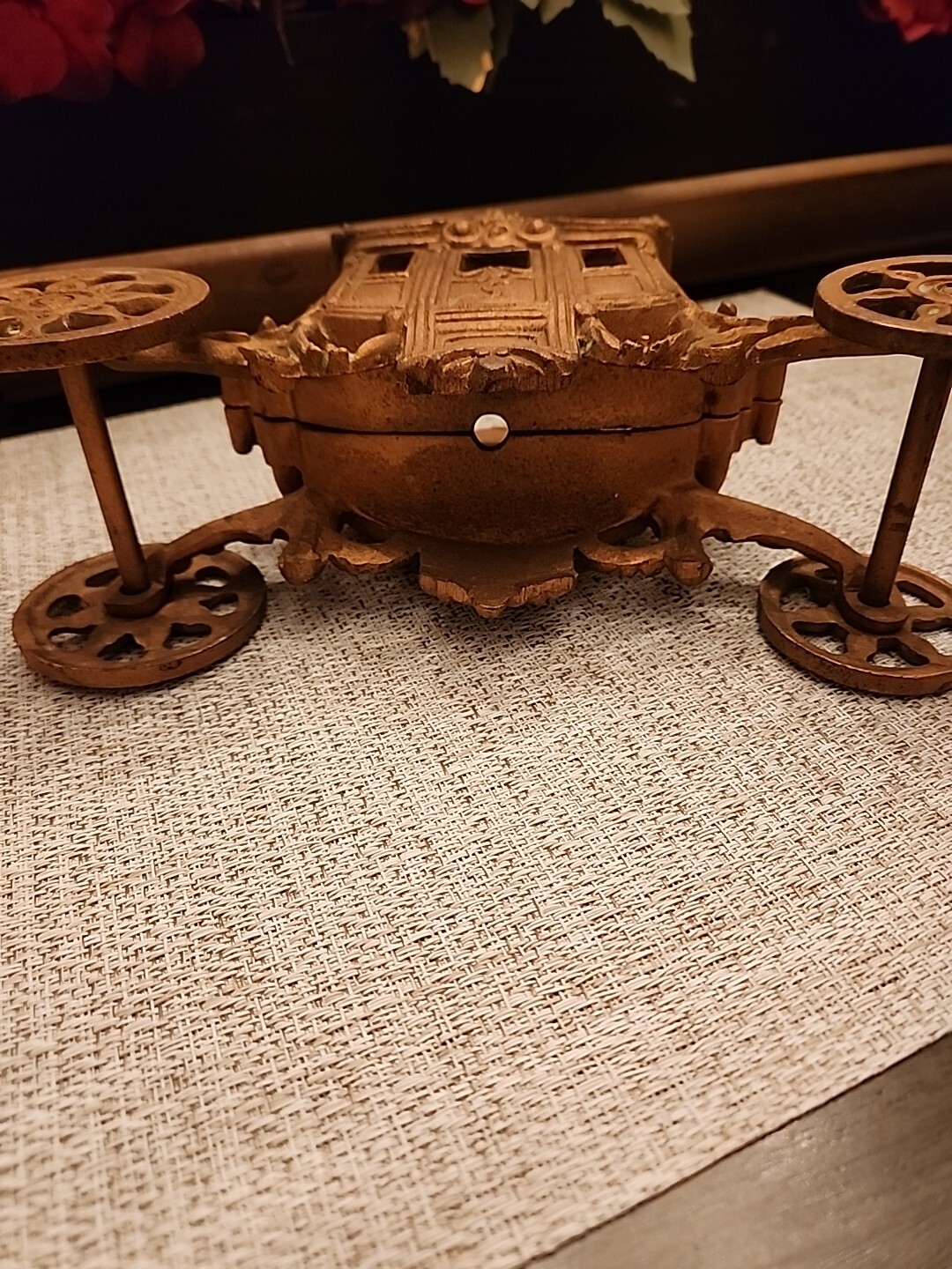 Vintage / Antique Cast Iron Bronzed Cinderella Stagecoach Carriage 9.25 ...