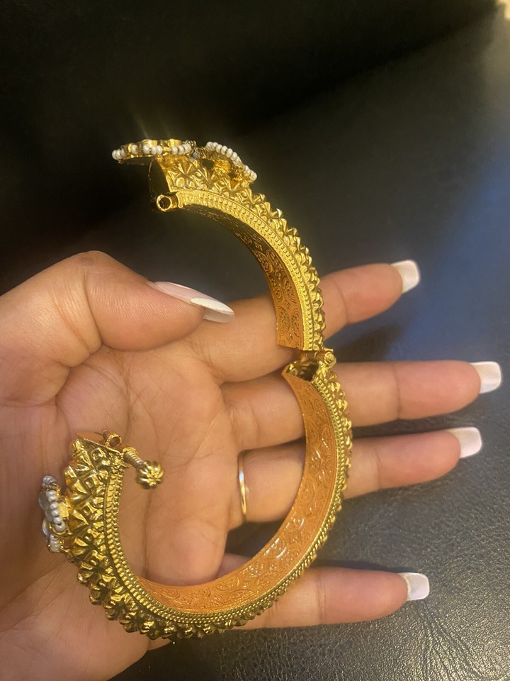 18k on4k Yellow Gold Openable Bracelet Real Stackable Wide CArtier Screw Kada S | eBay