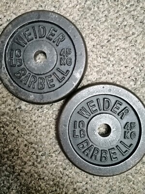 Two 10lb Ten Pound Weider Weight Plates Barbell Dumbbell local pickup ...