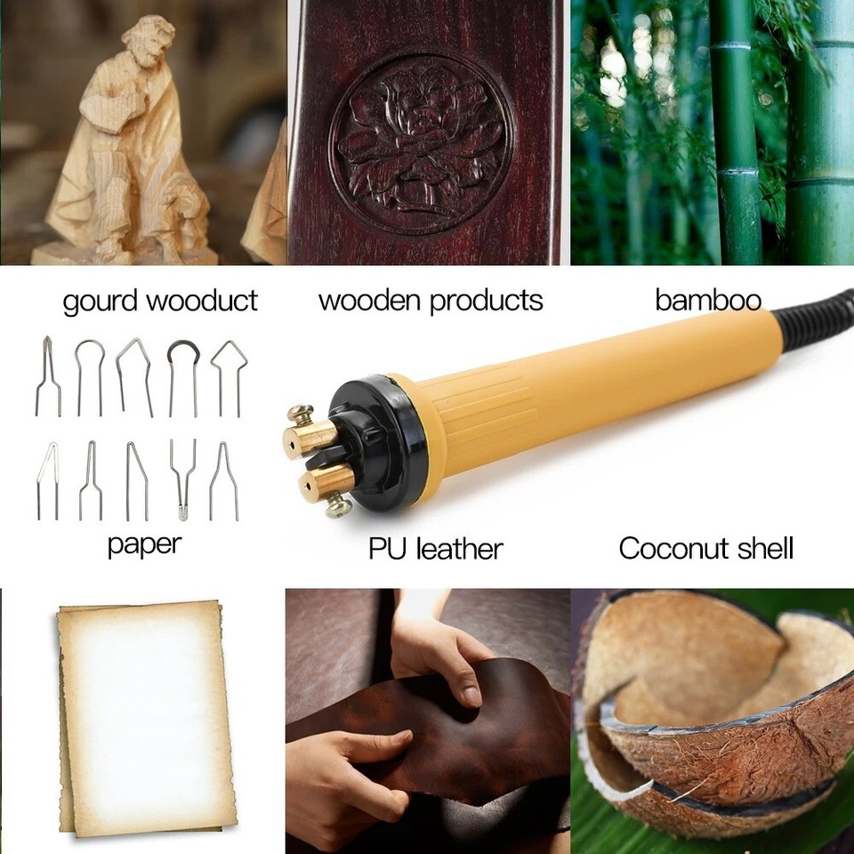 220V Adjustable Temperature Wood Burner Pyrography Pen Burning Machine ...
