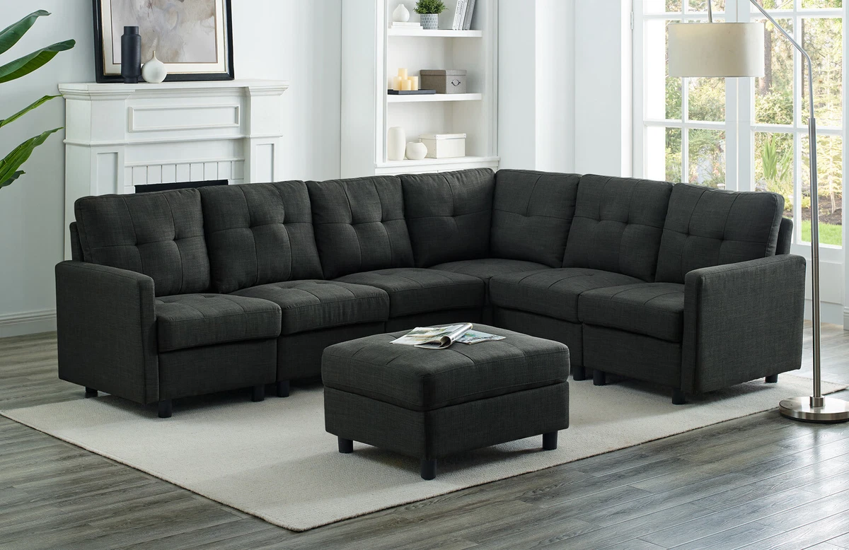 Modern Black Sectional Sofa Set | Baci Living Room