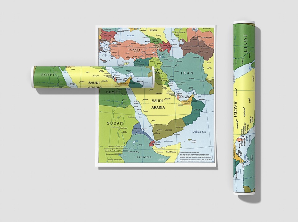 2003 CIA Map Political Middle East War Israel Gaza Iran Iraq Lebanon ...