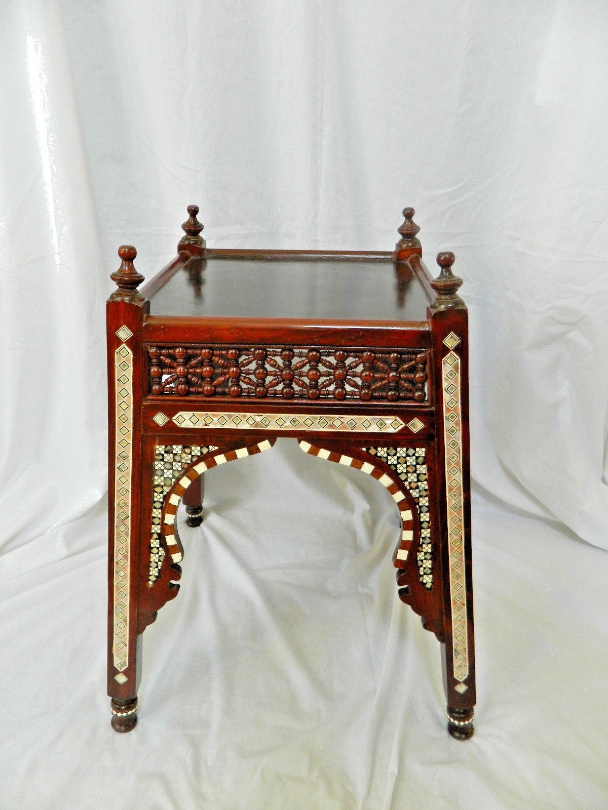 1 Egyptian Inlaid Mother of Pearl Wood Mashrabia Arabic Islamic Table ...