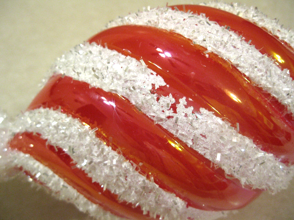 BIG Red & White PEPPERMINT CANDY Striped Christmas Ornament 13" Long w ...