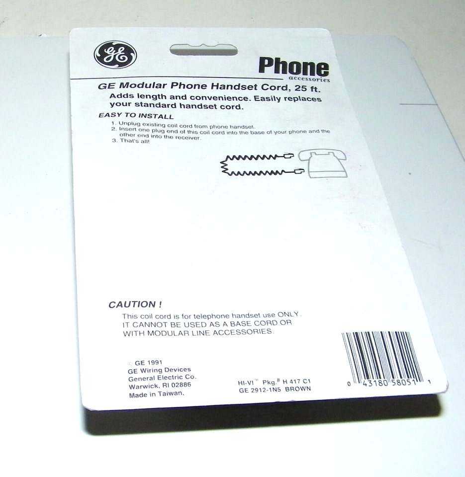 Vintage 25 FT Modular Phone Coil Cord Telephone Handset Cable Brown G.E ...