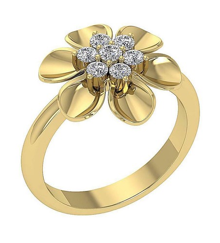 SI1 G 0.50Ct 14K Yellow Gold Prong Set Right Hand Ring Round Cut ...