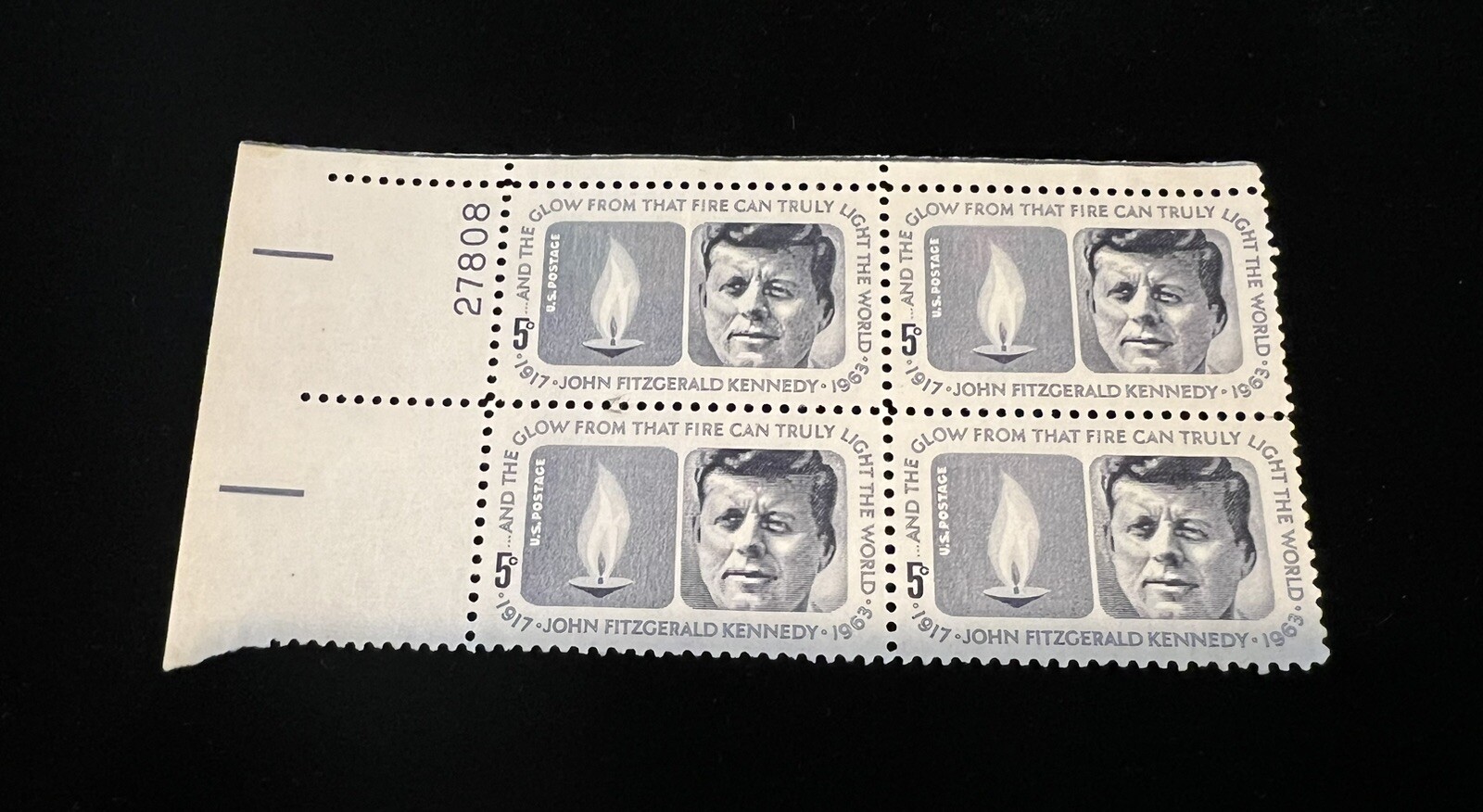 John Fitzgerald Kennedy 1963 Light The World Stamp , 2 Blocks Of 4 ...