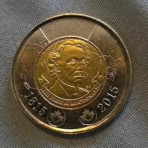 1815-2015 Canada $2 Sir John A. MacDonald 200th Anniversary Toonie Coin ...