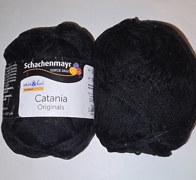 Schachenmayr CATANIA Original YARN 2 Skeins Color- 0110 50gr each Black ...