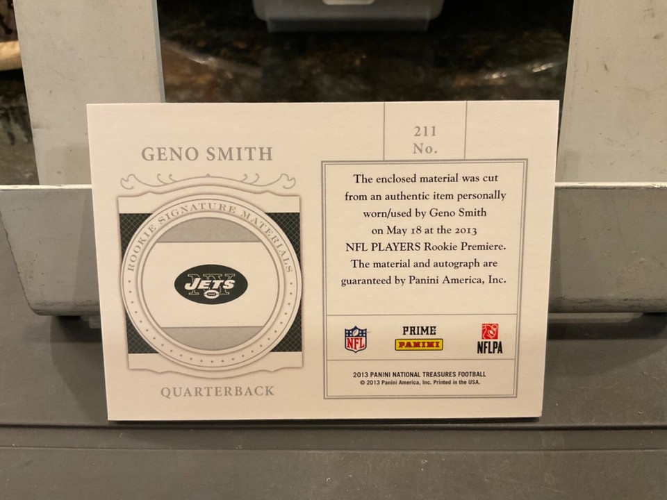 National Treasures On Card Autograph Jersey Rookie Jets Geno Smith 05/ ...