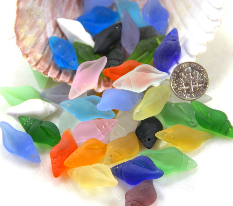 Small Conch Shell Pendant Beads, YOU PICK COLOR, Frosted Matte Finish ...