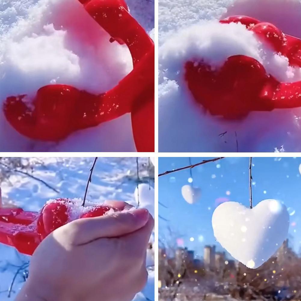 Love Shaped Snowball Maker Clip Kids Winter Snow Sand Mold Random (Red ...