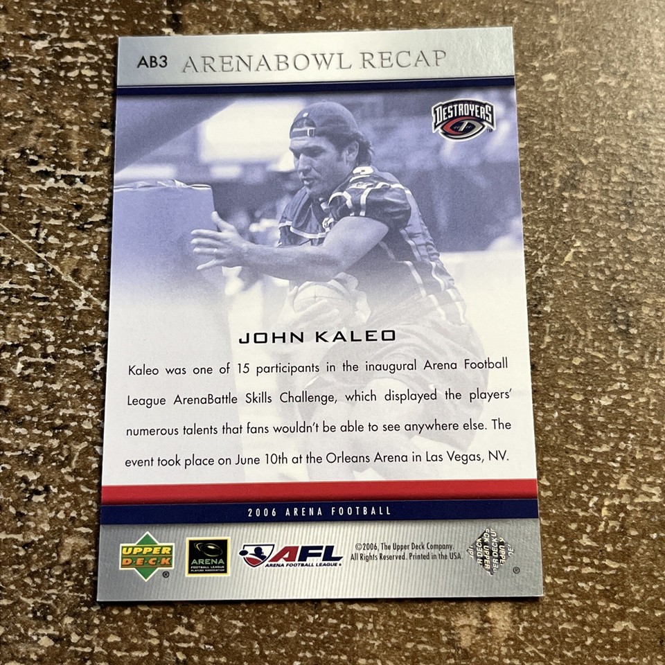 2006 Upper Deck AFL ArenaBowl Recap #AB3 John Kaleo/Arena Battle Skills ...