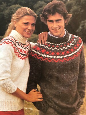 KNITTING PATTERN WOMENS MENS LADIES JUMPER CHUNKY Pattern 32 - 42 ...