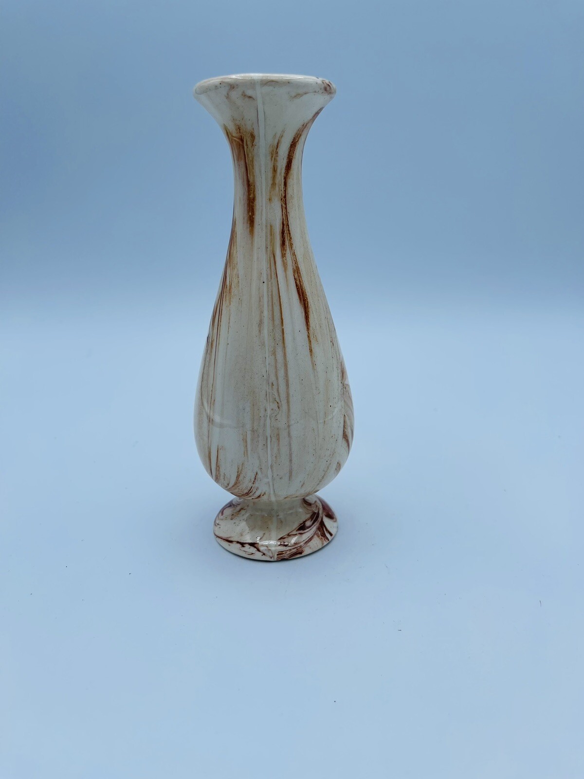 Montana Clay Bud Vase Handmade Swirled Brown White Flared Neck 6" | eBay