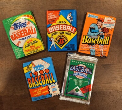 Nostalgic Baseball Card Pack Lot - 1990 Edition (5x packs, 76 cards ...