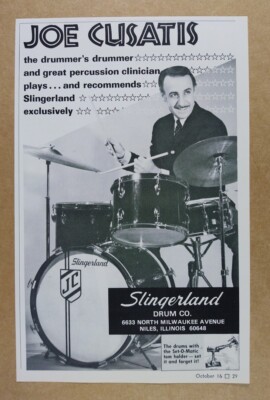 1969 Slingerland Drums Joe Cusatis photo vintage print Ad | eBay