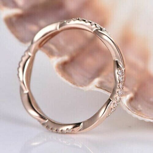 Round Cut Simulated Diamond Stunning Criss Cross Band Ring 14k Rose Gold Plated | eBay