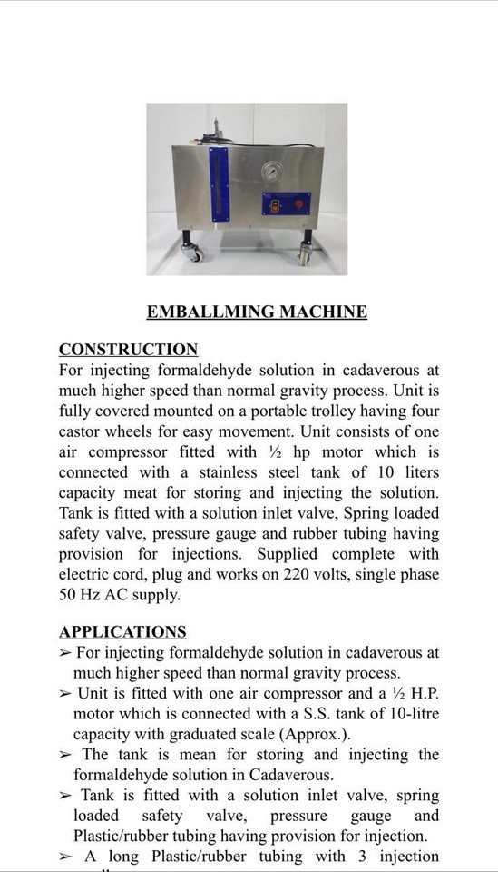 Embalming machine Medical & Lab Equipment.. | eBay