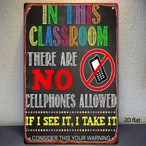 Classroom No Cellphones Allowed Metal Sign Funny Teacher Decor Warning ...