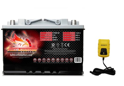 Fullriver FT680-48 60Ah 680 CCA AGM Battery bundle with MotoBatt PDCT1 ...