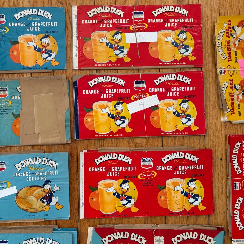 Wholesale 675 x Various Donald Duck Bundled Disney Orange Juice Labels ...