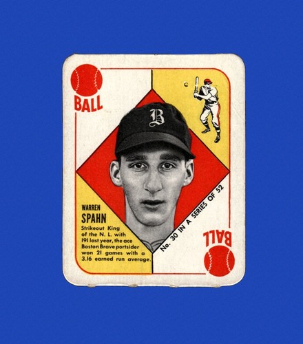1951 Topps Red Backs Set-Break # 30 Warren Spahn VG-VGEX (crease ...