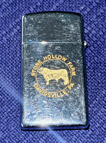 ZIPPO SLIM LIGHTER STONE HALLOW FARM DAVIDSVILLE, PA. CHAROLAIS BEEF ...