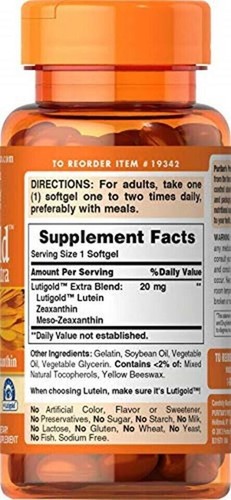 Puritan's Pride Healthy Eyes Lutigold Extra - 60 Soft Gels - Lutein ...