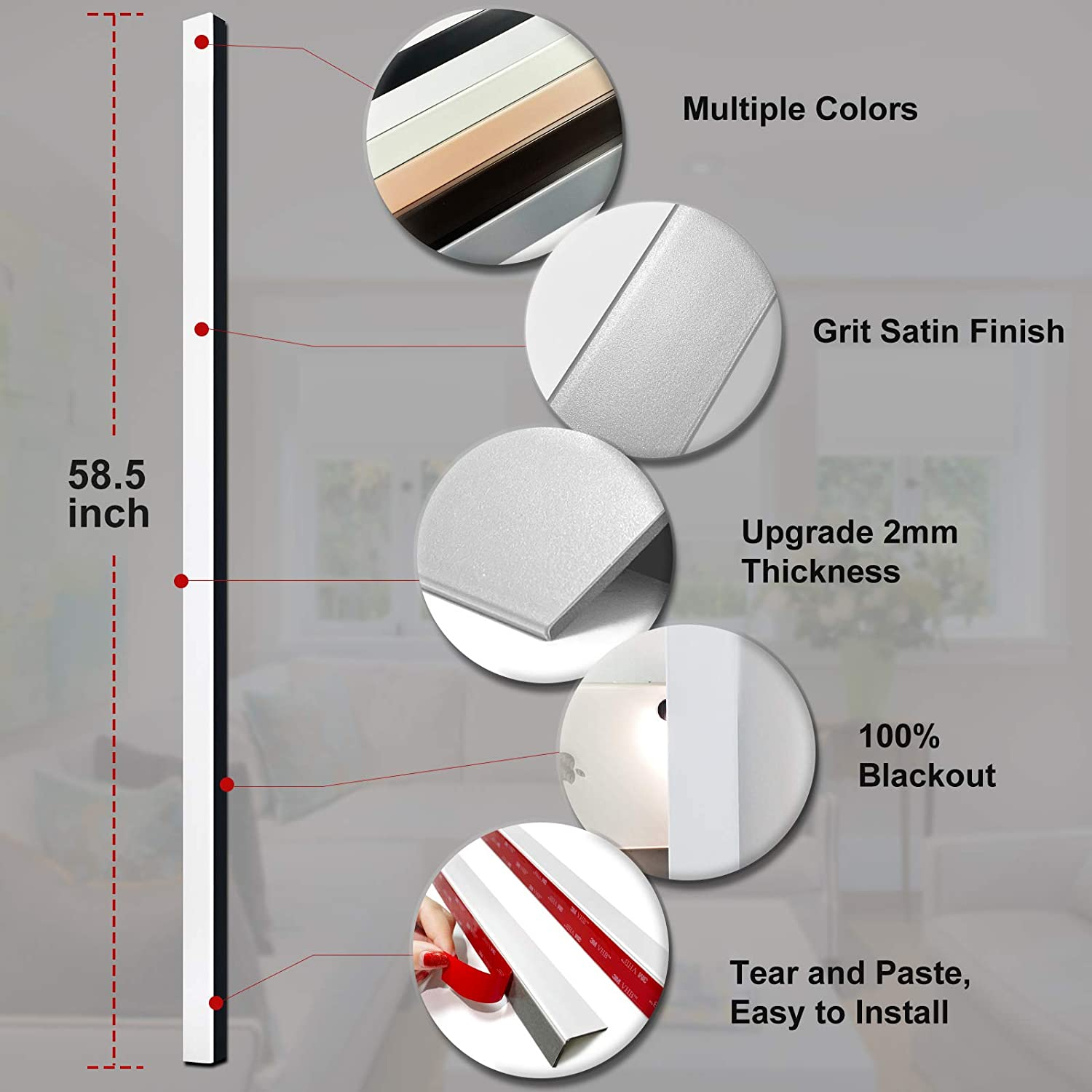 100% Blackout PVC Light Blocking Strips for Window Shades - Block Light ...