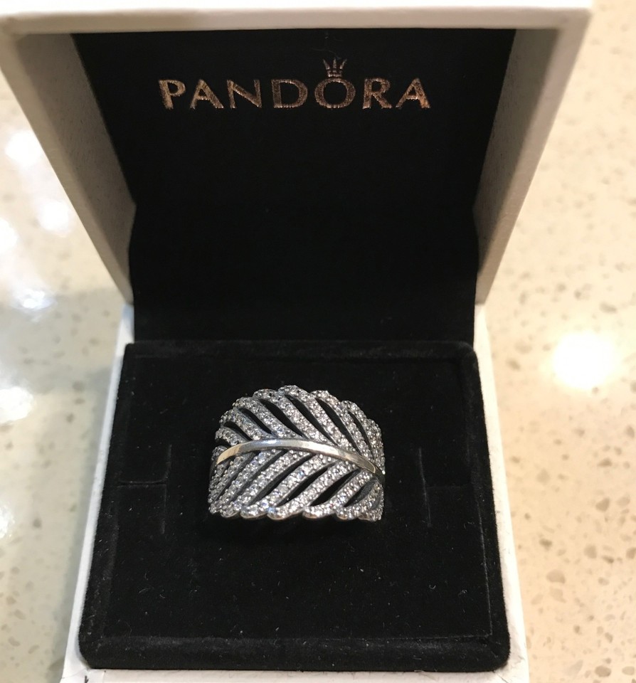 Pandora Light As A Feather Ring Clear CZ 190886CZ +HINGED BOX +POLISH ...