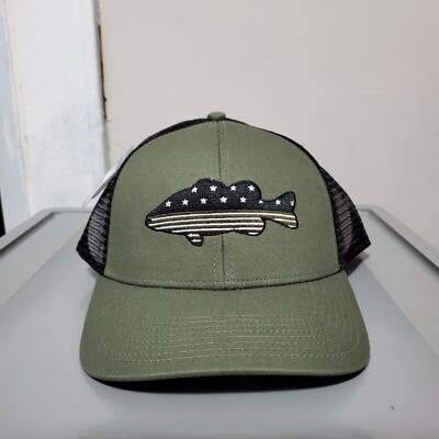 Avid Bass Mericana Trucker Hat / Cap Adjustable Snapback MH32007 Olive ...