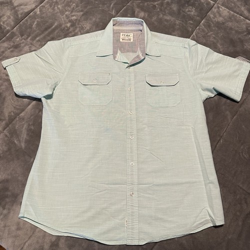 PD & C Shirt Mens Large Teal Button Up Regular Fit Casual Comfort Mens ...