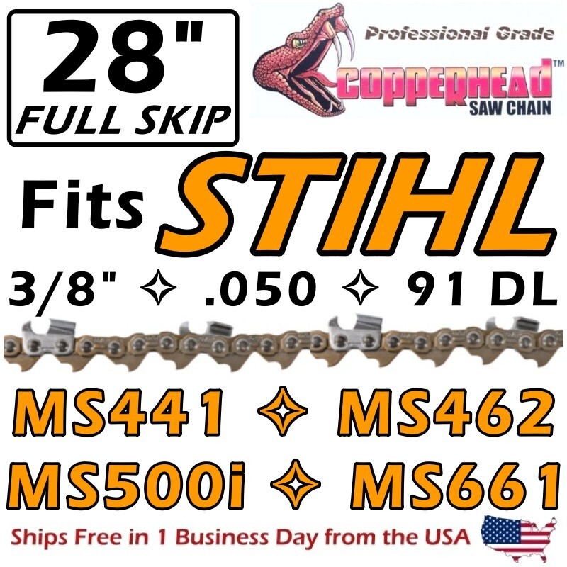 COPPERHEAD 28" FULL SKIP PRO Saw Chain for STIHL 33RSF-91, 3676 005 ...