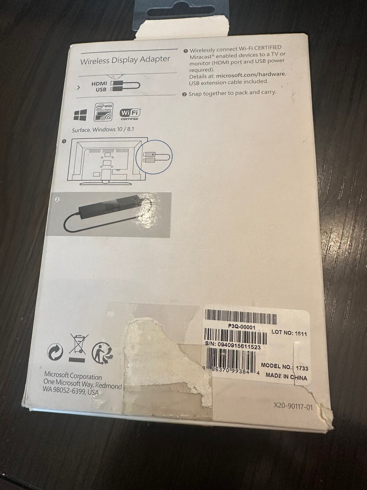 Microsoft Wireless Display Adapter 1733 Surface, Windows 10 / 8.1 ...