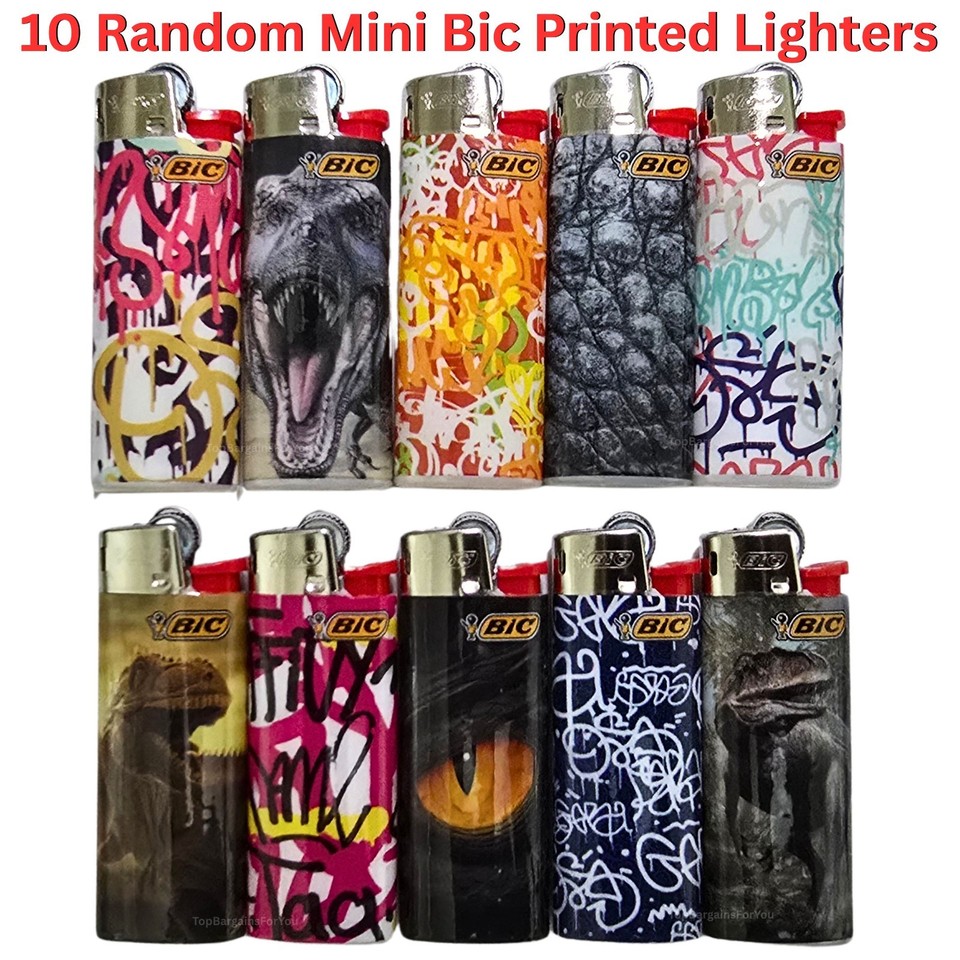 BIC LIGHTER SET MAXI J6 & MINI J5 LARGE SMALL DESIGN GAS CIGARETTE ...