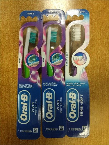 3 Pack: Oral-B Dual Action Vivid Whitening (2) & Ultra Soft ...