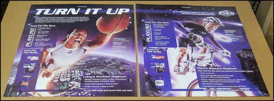 2007 Larry Fitzgerald Mark Weir EAS Energy 2-Page Print Ad ...