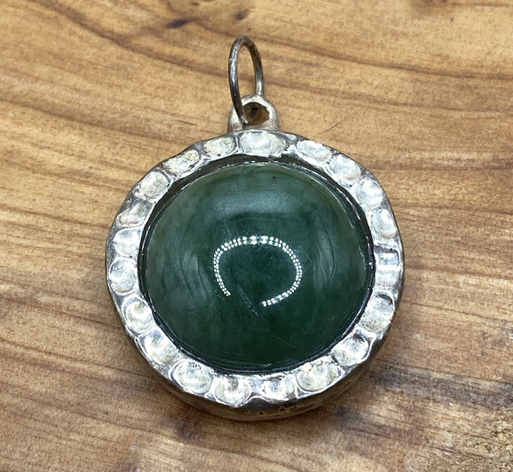 NATIVE AMERICAN JK STERLING SILVER AND GREEN STONE HE… - Gem