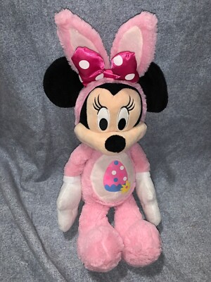Disney Easter Minnie Mouse Bunny Plush Pink Egg Soft Toy 21" Stuffed ...